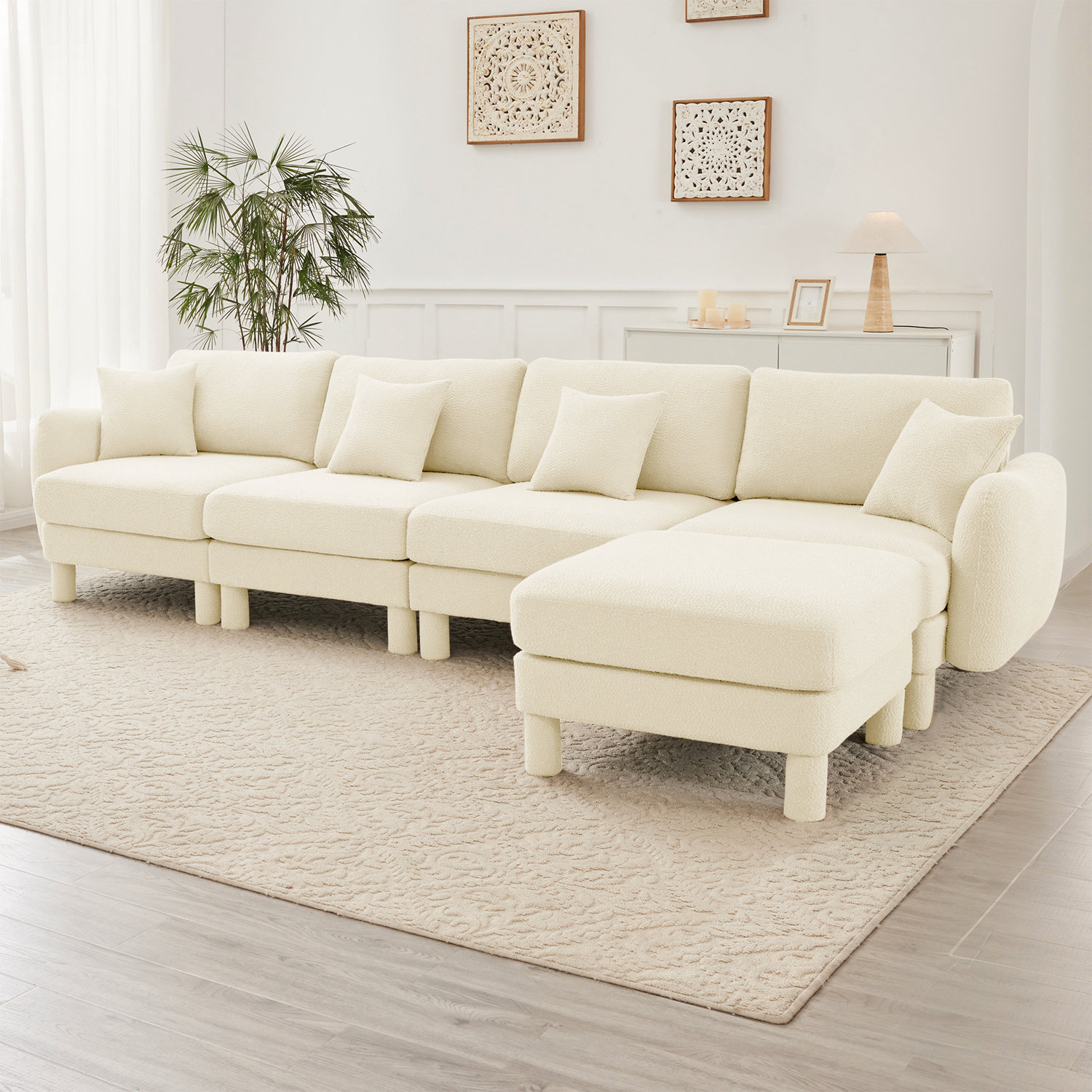 Latitude Run® Fabric Convertible L Shape Sectional 4-seater Sofa Couch ...