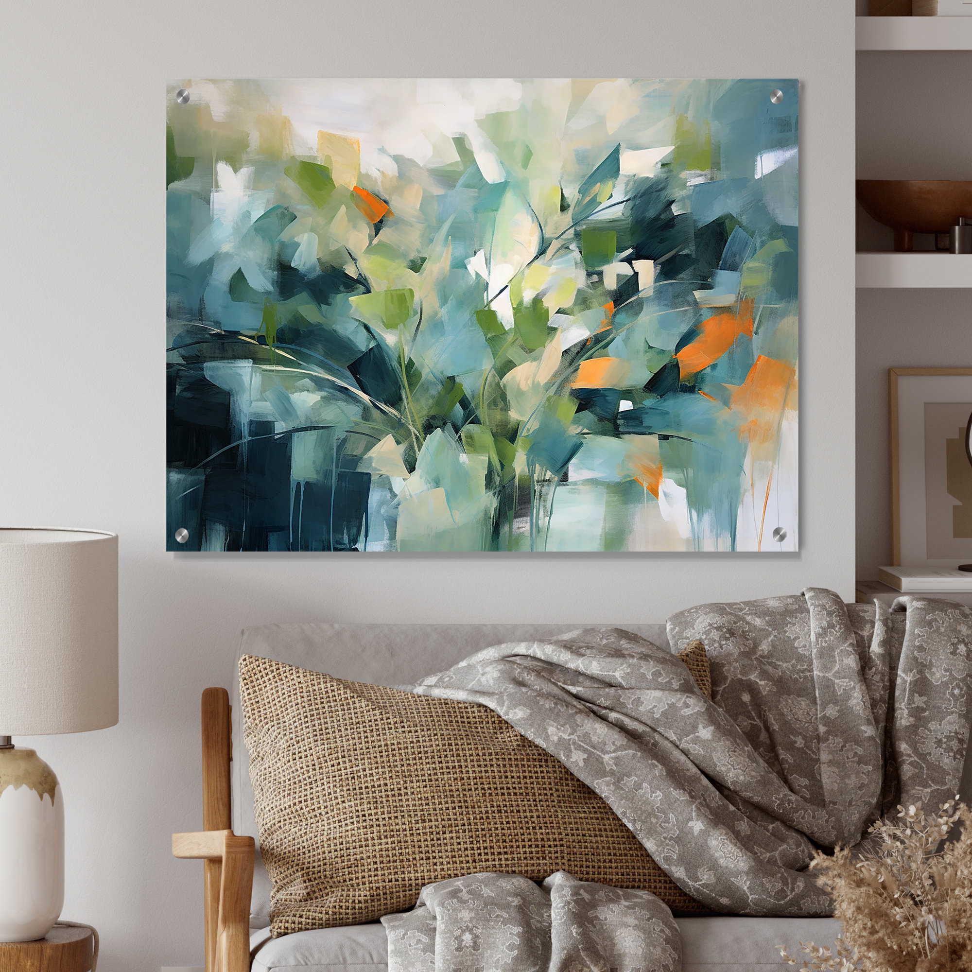 Design Art Blue Botanical Garden III - Abstract Botanicals Acrylic Wall ...