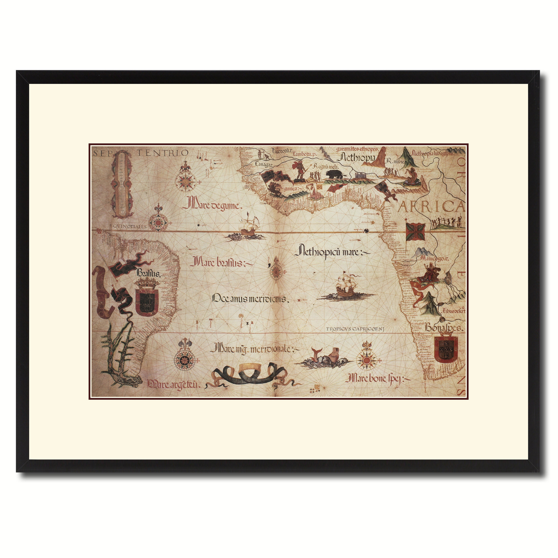 17 Stories Portolan Chart Old Map Print On Canvas With Frame Art ...