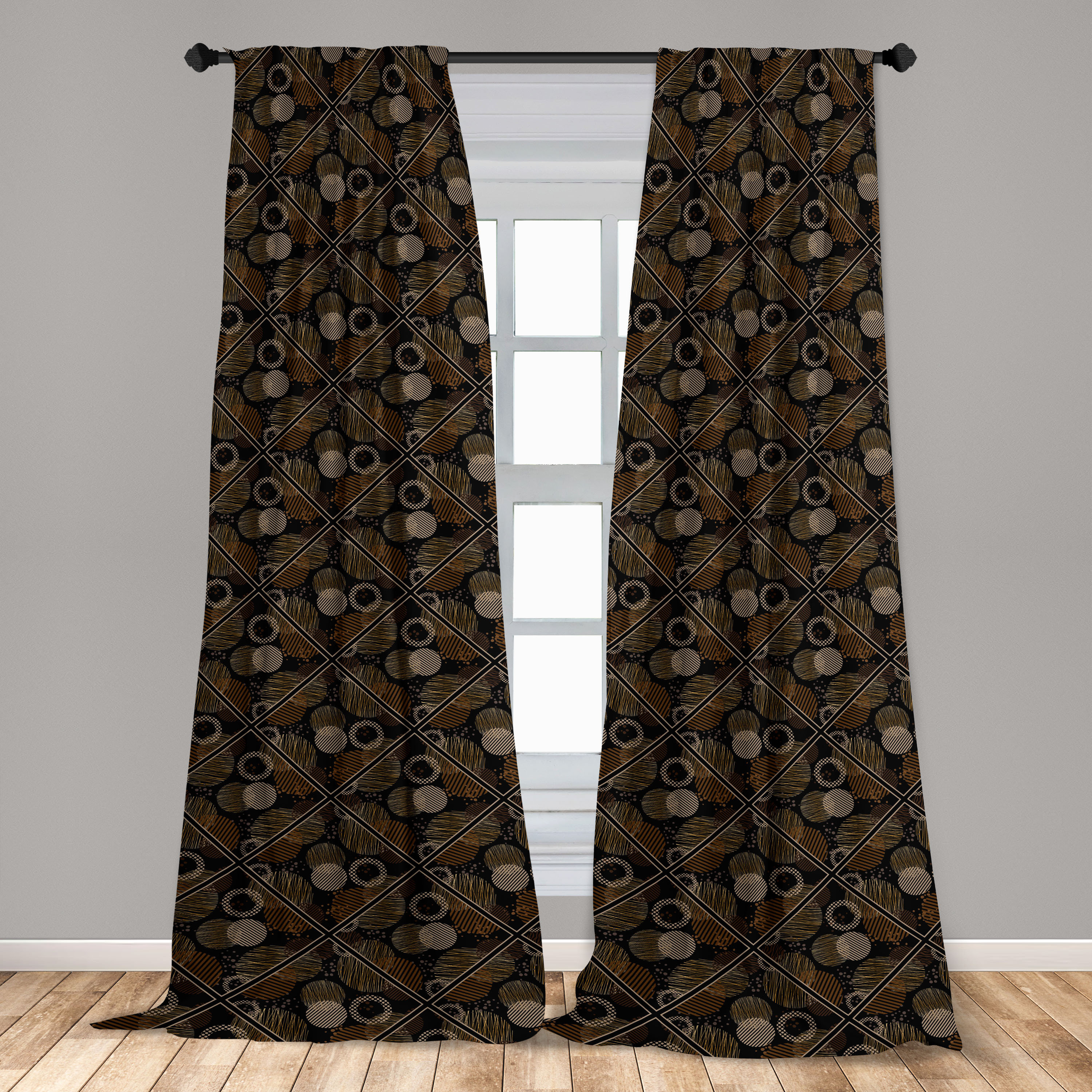 East Urban Home Abstract Curtains Squares Earthy Dots Print Pair of ...