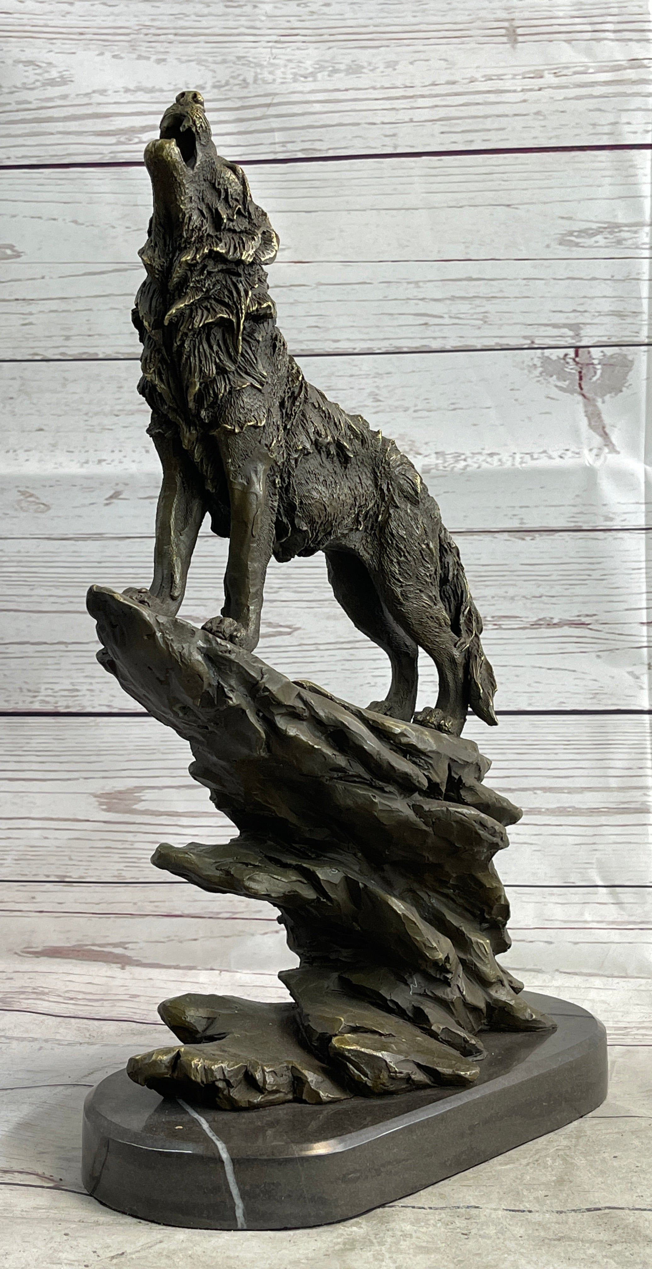 Loon Peak® Jorn Wolf on Rock Howling at the Moon Bronze Statue ...