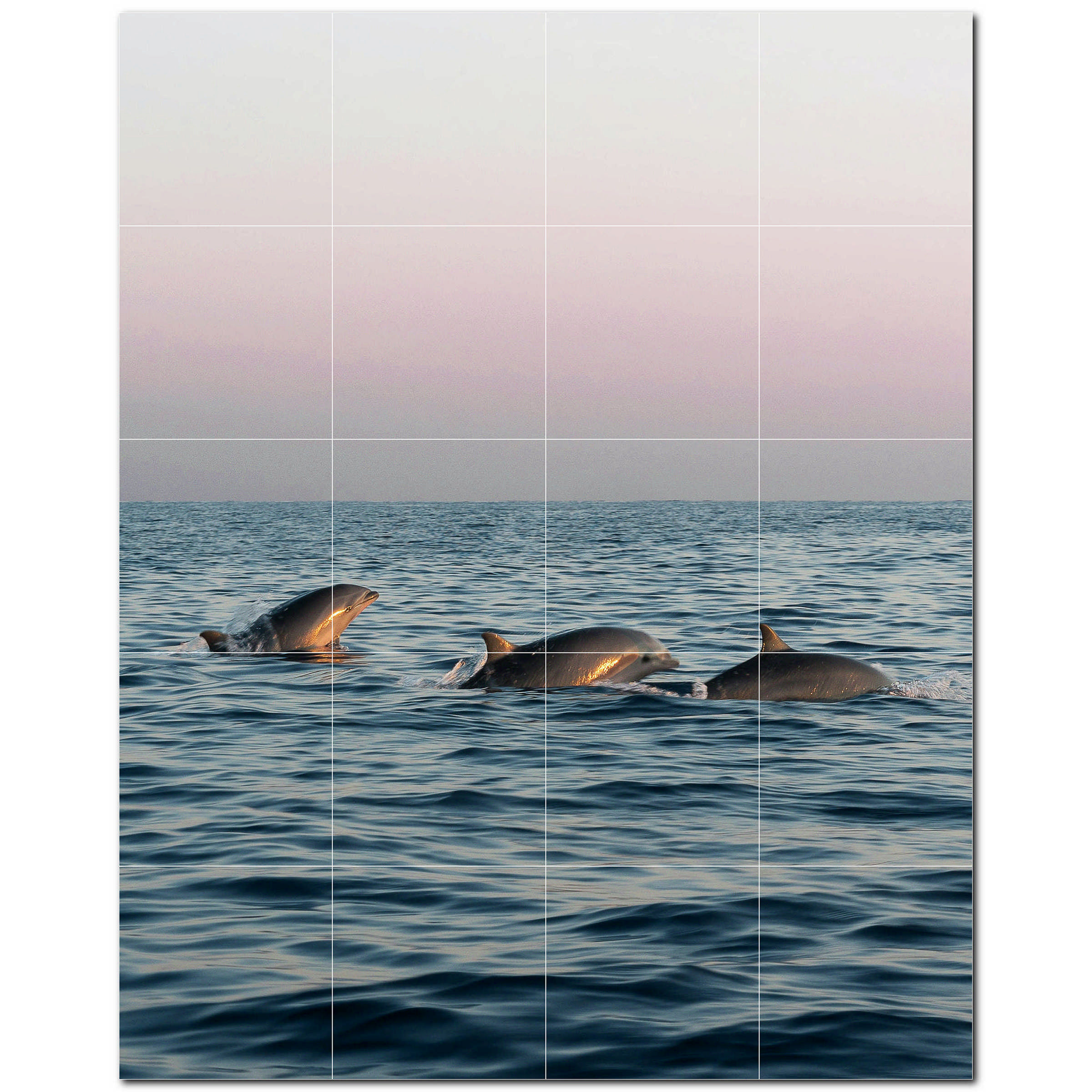 Picture-Tiles.com 32" x 40" Ceramic Dolphin Photo Decorative Mural Tile ...