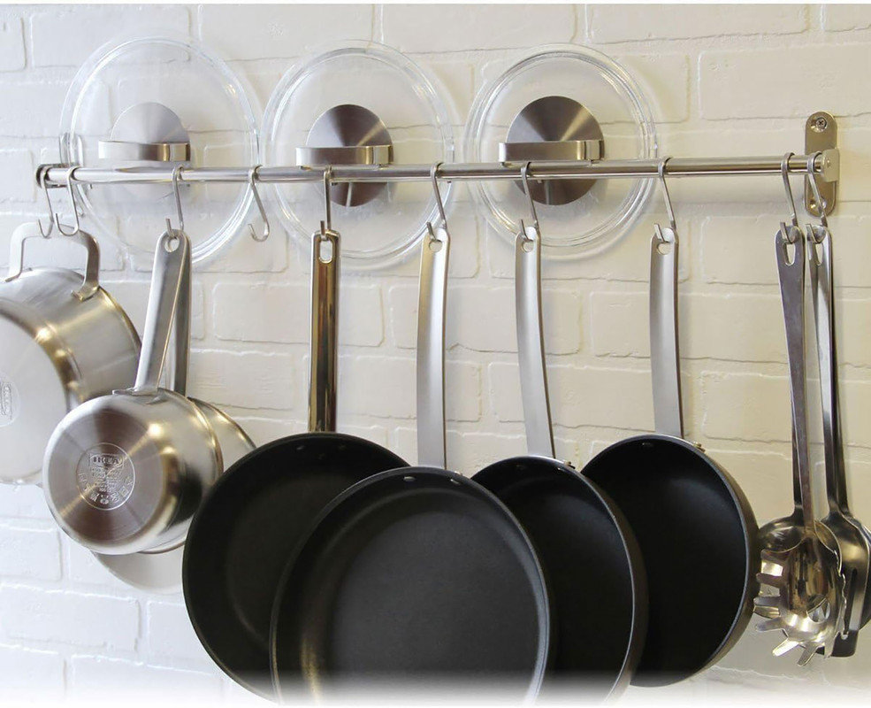 Ivy Bronx Steel Wall Mounted Pot Rack | Wayfair
