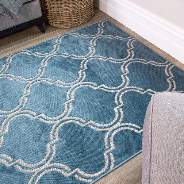 Fairmont Park Frahm Flatweave Teal Rug | Wayfair.co.uk