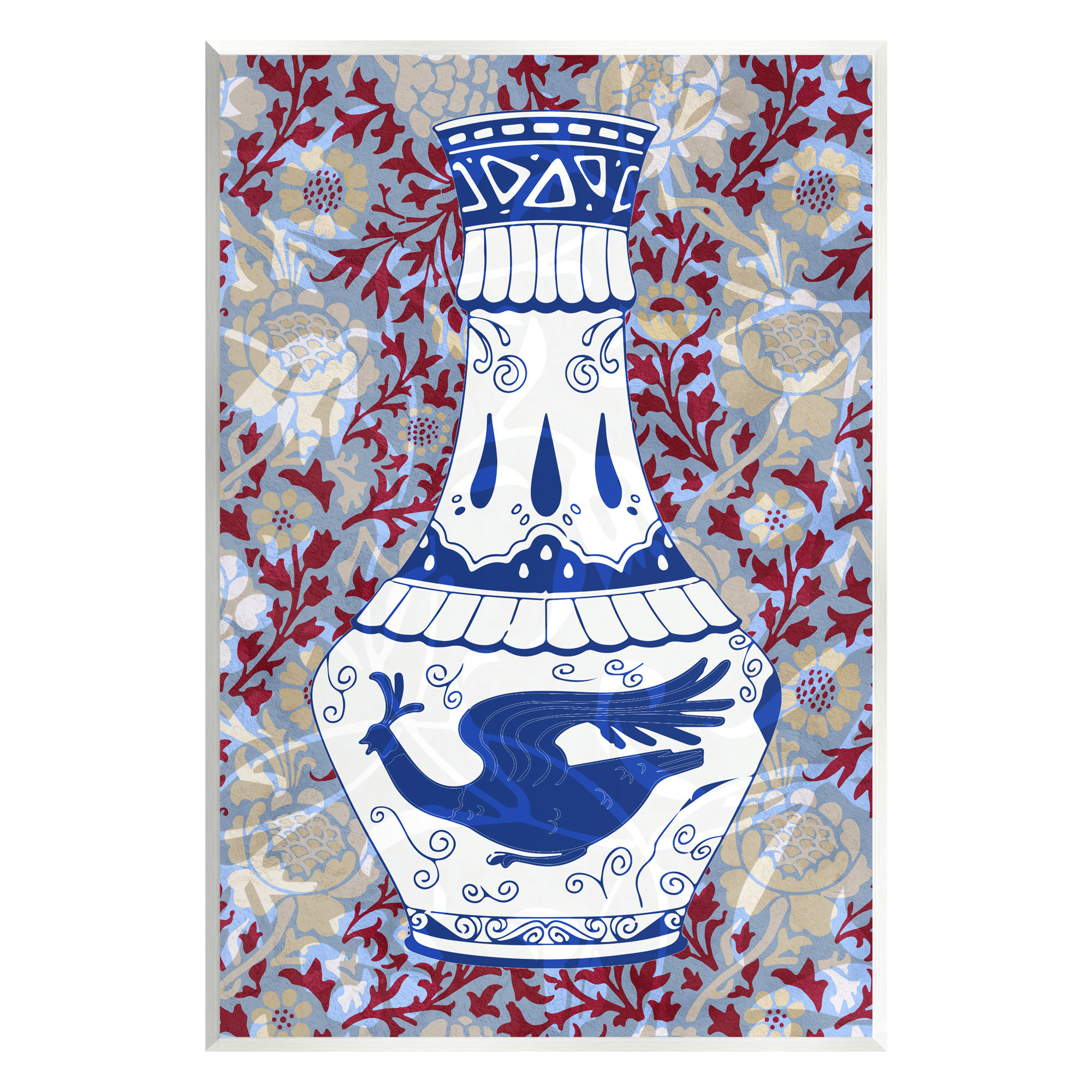 Stupell Industries Red & Blue Baroque Vase Pattern by Lil' Rue Graphic ...