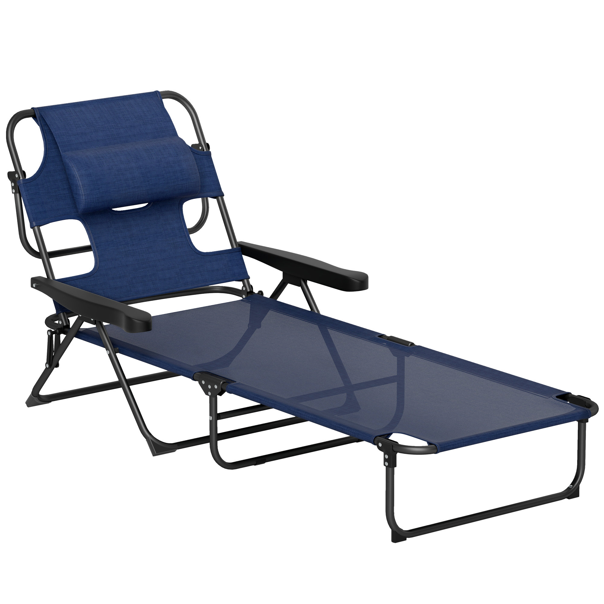 Arlmont & Co. Tanning Chaise Lounge Chair, 4-Position Beach Chair with ...