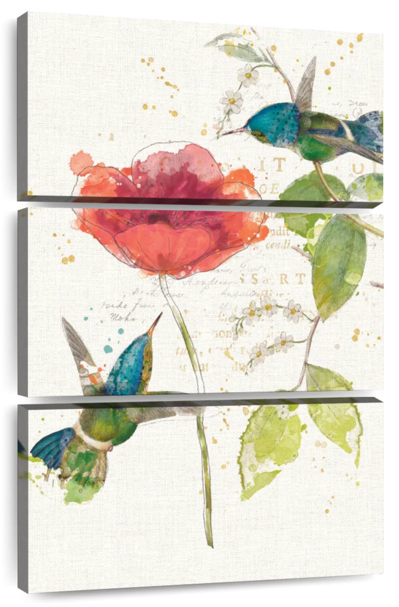 Ebern Designs Brampt Teal Hummingbirds Flower | Wayfair
