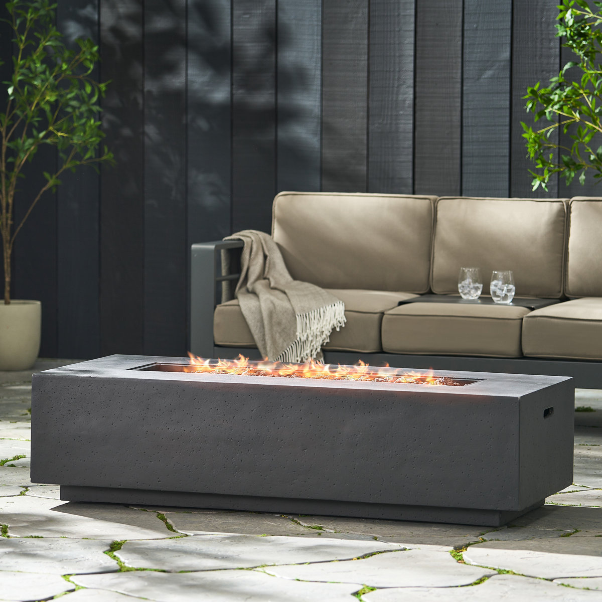 Trent Austin Design® Oquendo 15" H Concrete Propane Outdoor Fireplace ...