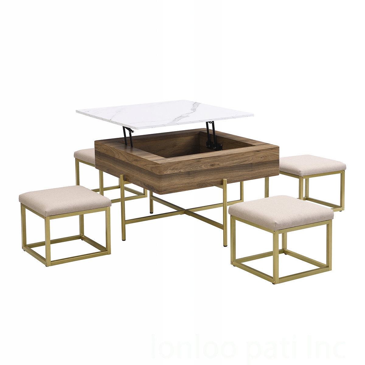 Everly Quinn Functional Modern Square Lift-Top Coffee Table Set with ...