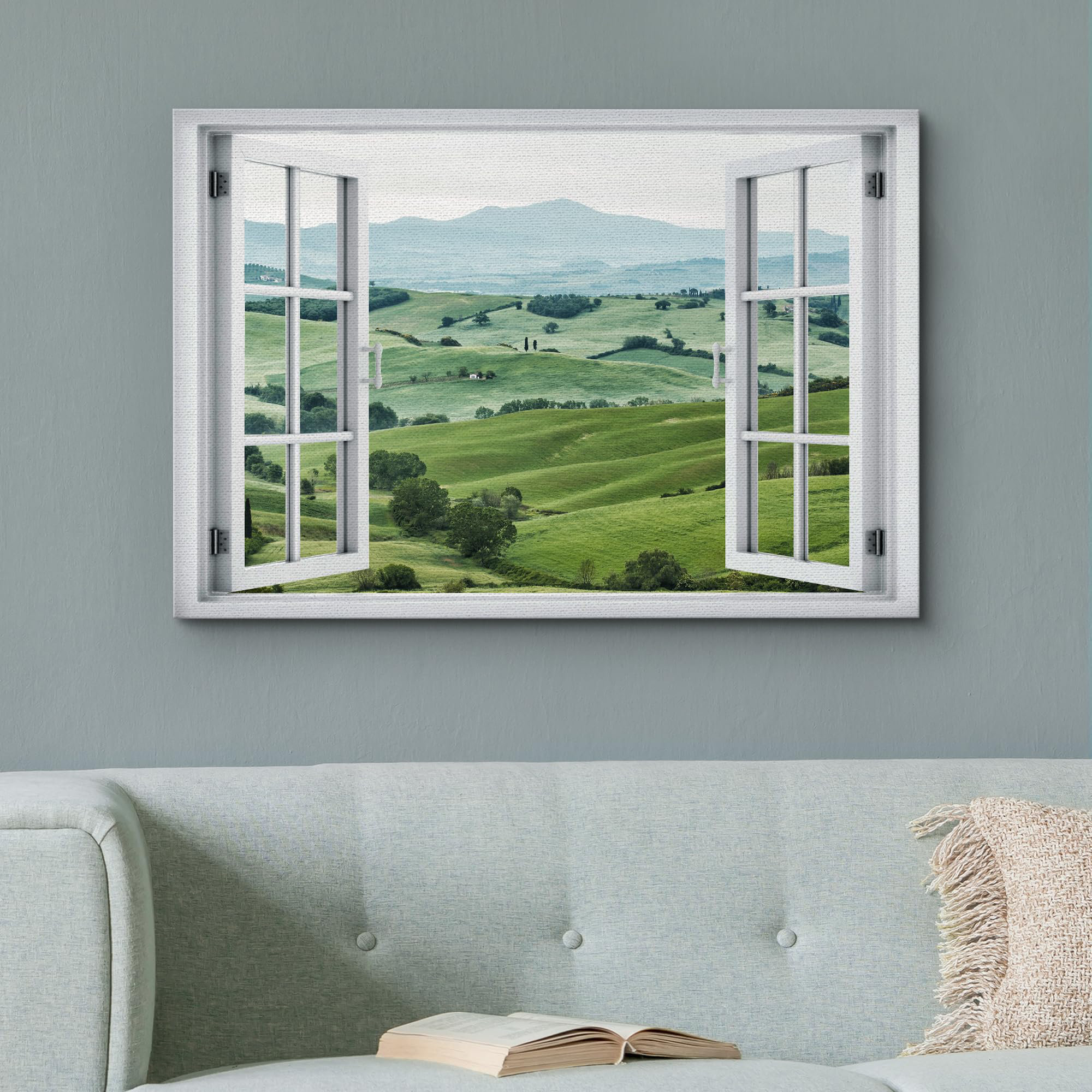 IDEA4WALL Window Scenery " Window View Emerald Green Rolling Hills ...