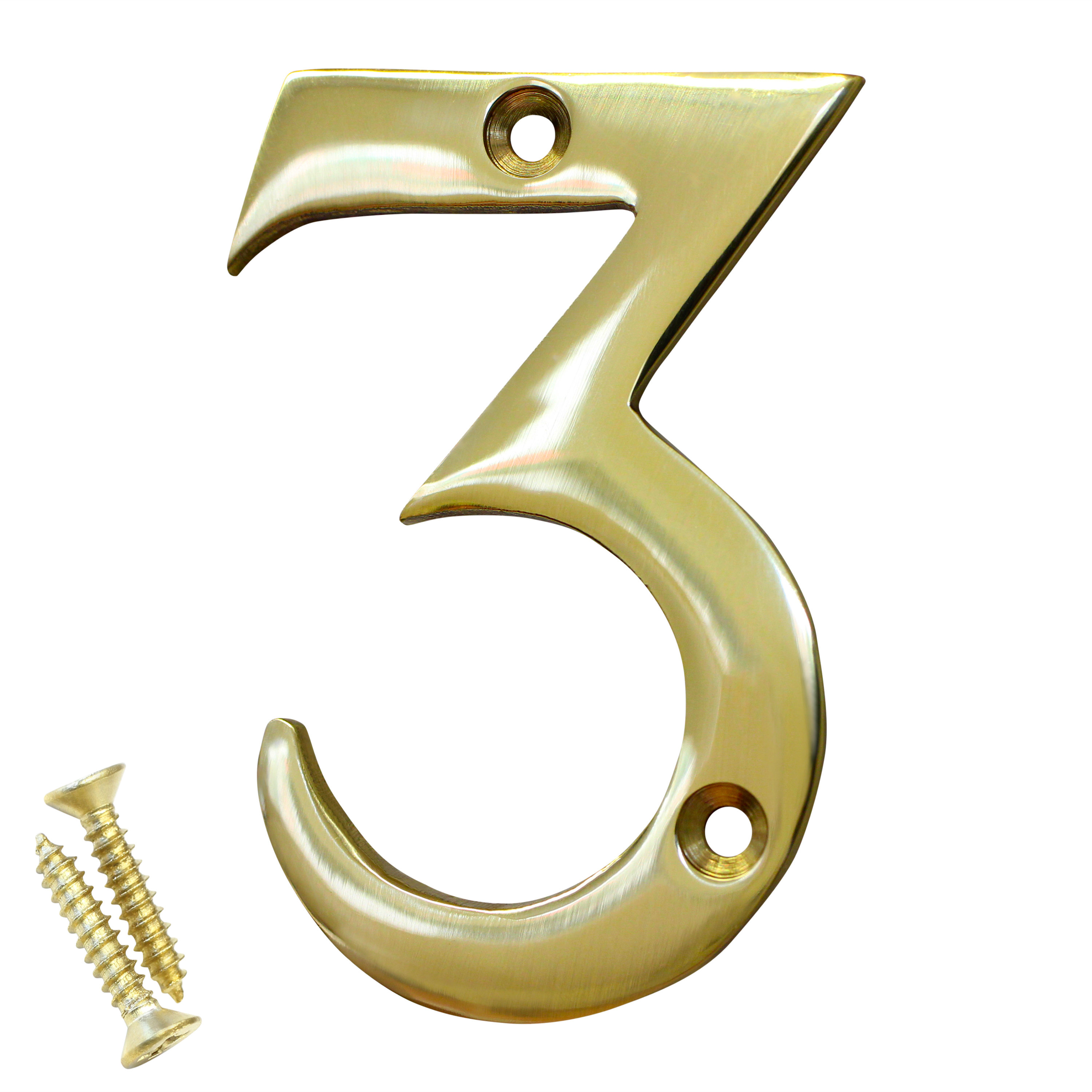 RCH Supply Company 4" H Reflective Brass Surface Mount House Number ...