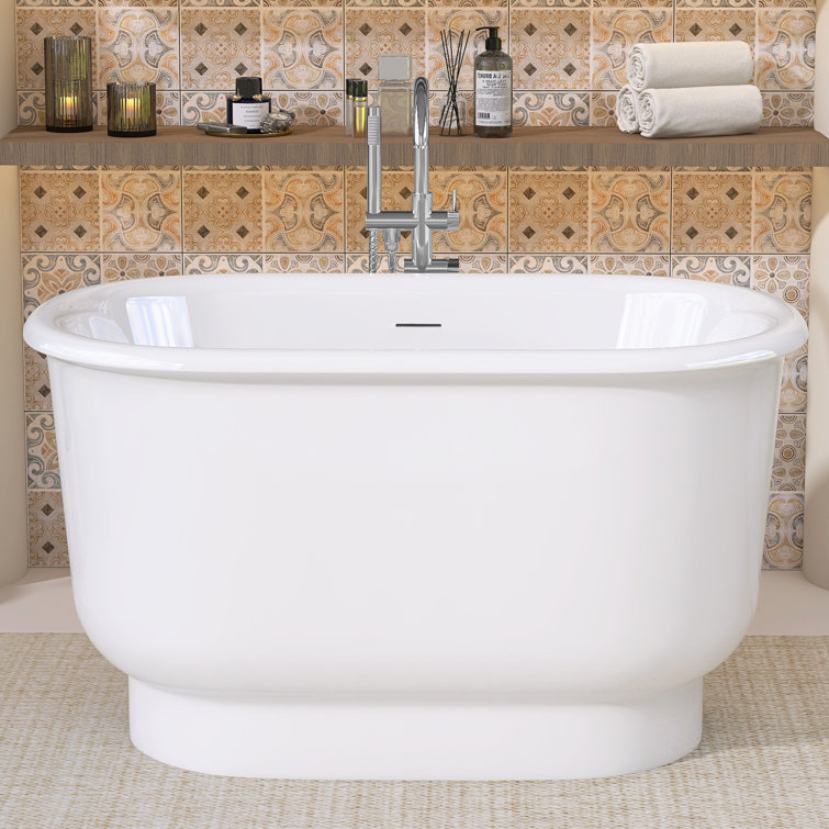 GETPRO 47" W X 30'' D Freestanding Roll Top Bathtub Acrylic Soaking Tub ...