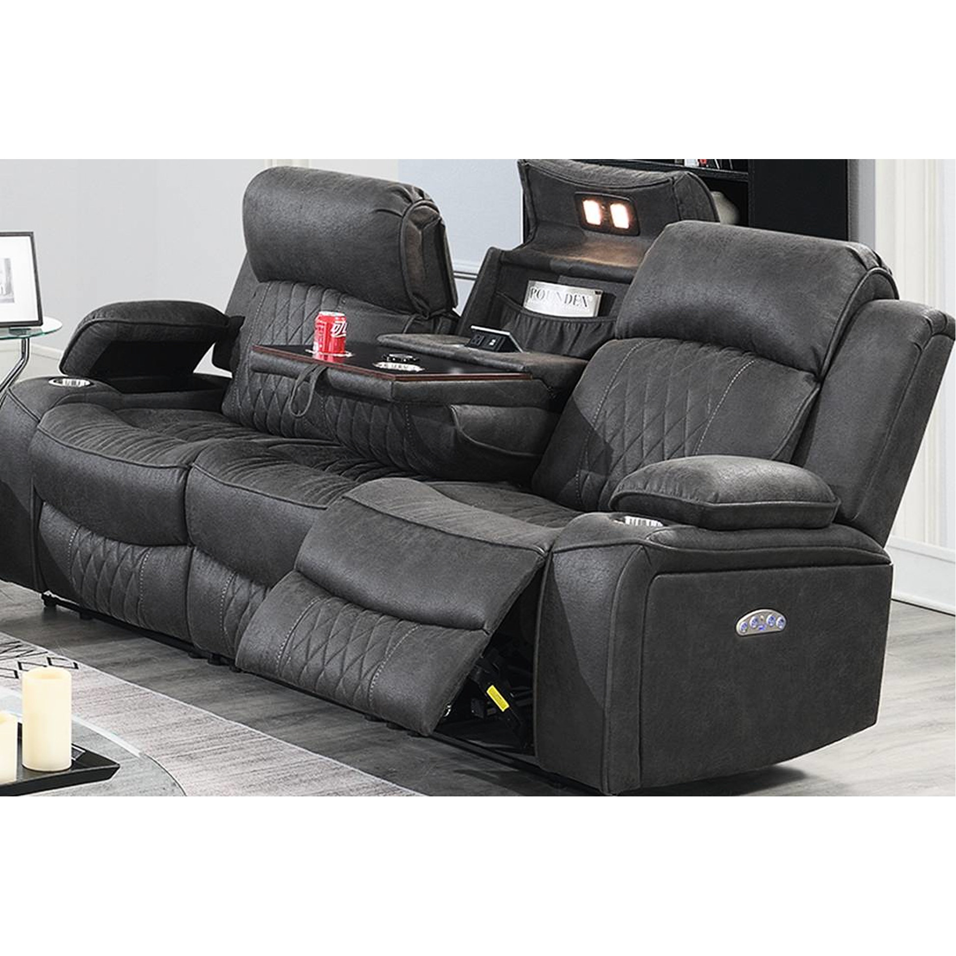 Hokku Designs Contemporary Charcoal Gel Power Recliner With Adjustable ...