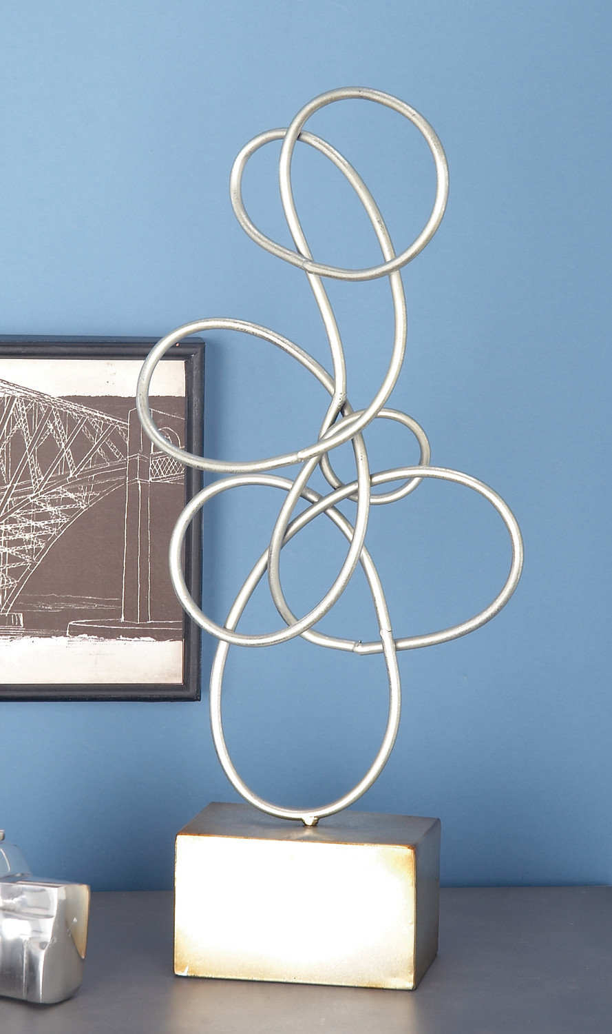 Ivy Bronx Herard Metal Swirl Abstract Decorative Silver Sculpture ...