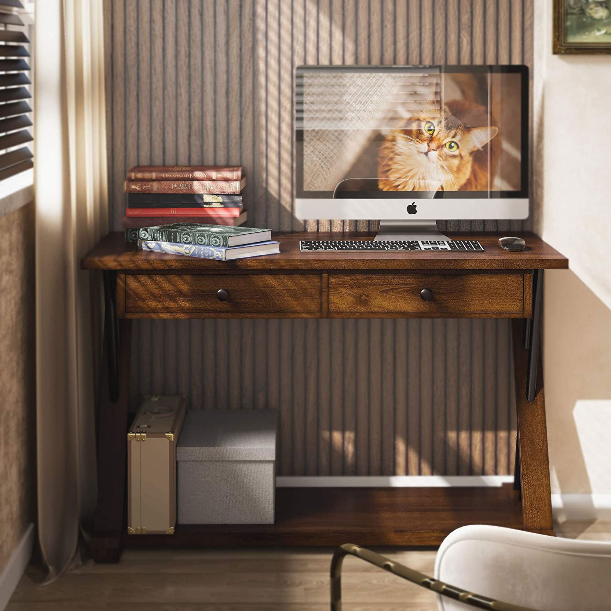 Red Barrel Studio® Computer Desk For Home Office Solid Wood,55 Inch ...