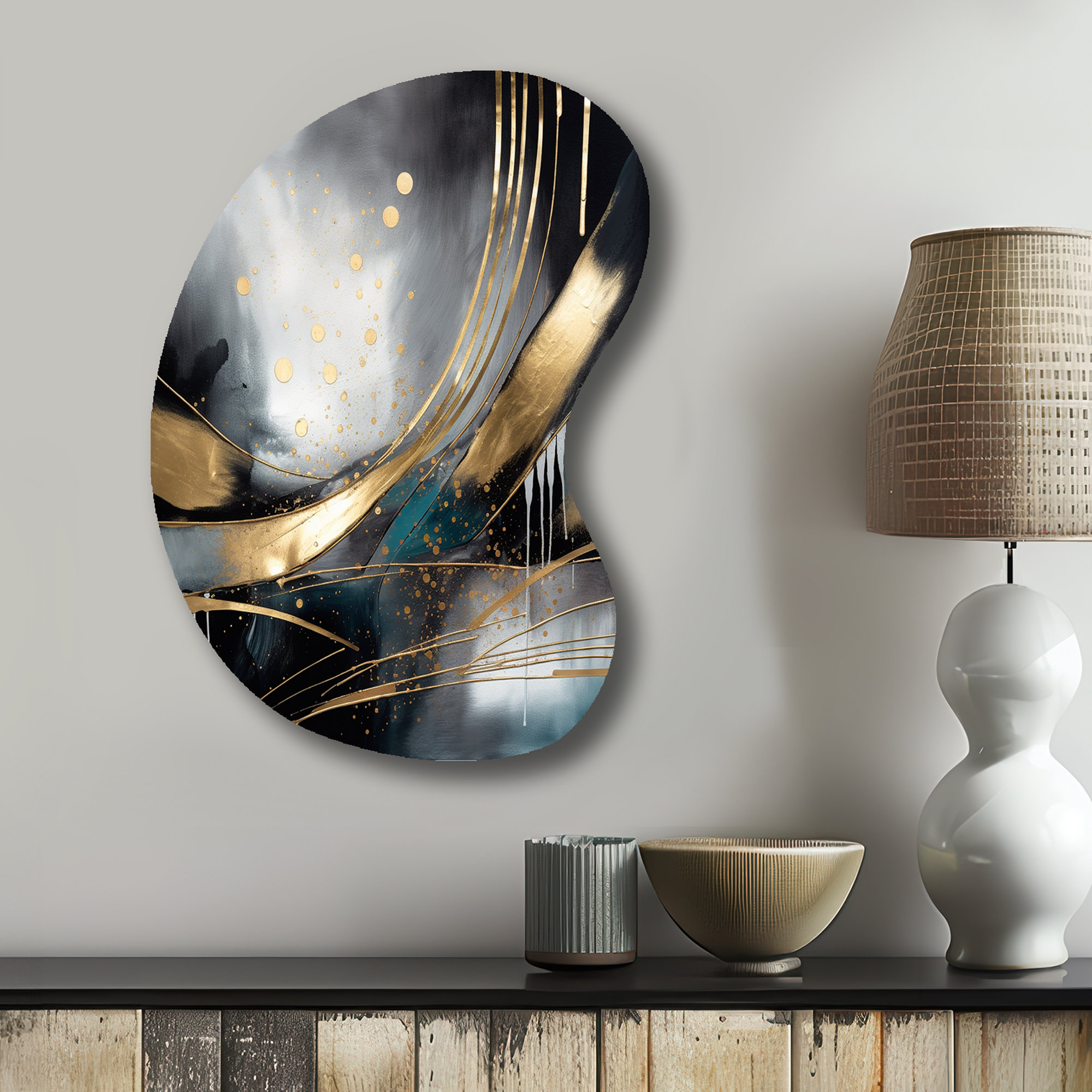 Design Art Shapes And Lines Abstract Marble II - Abstract Marble Boom Shape Metal Wall Sculpture ...