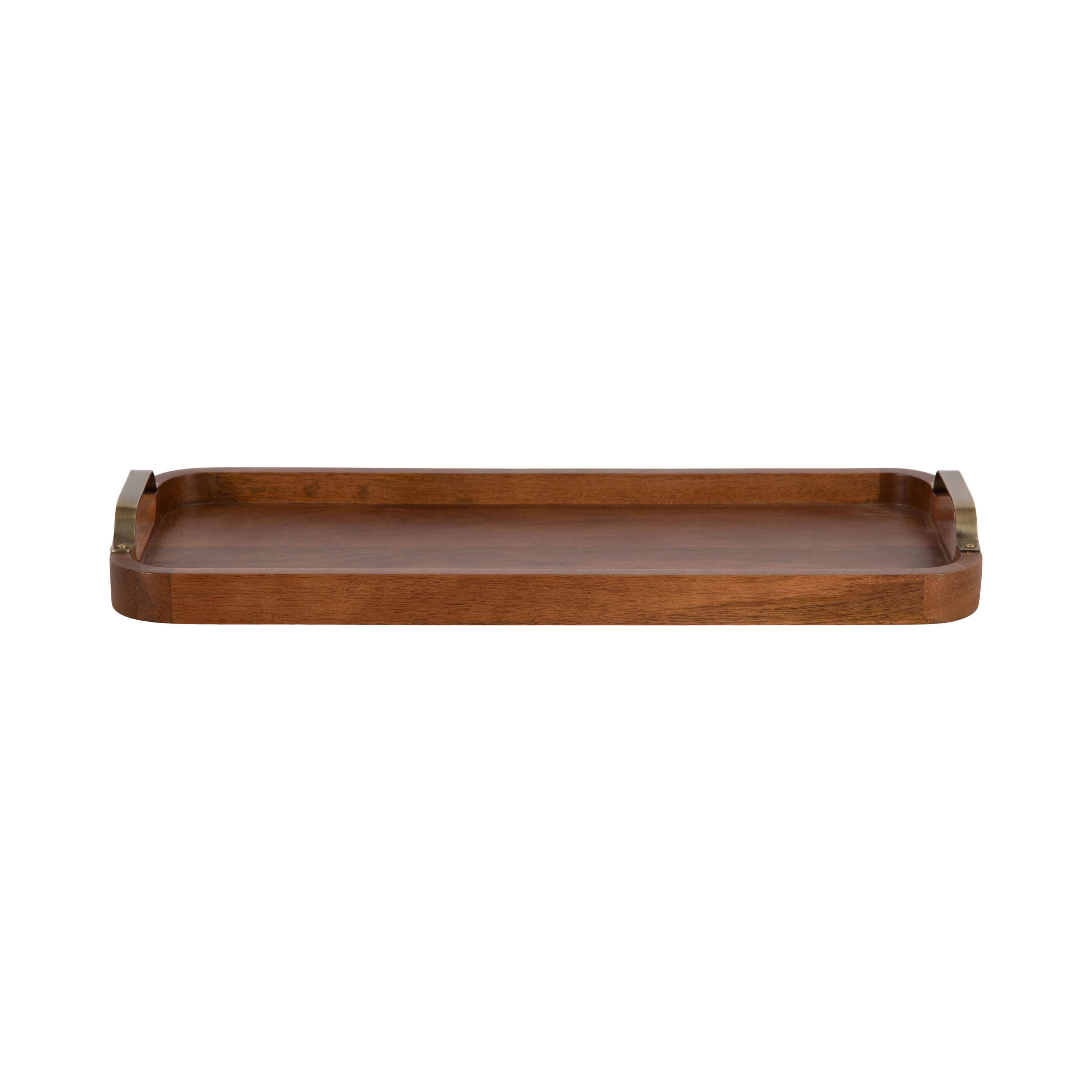Loon Peak® Solid Wood Rectangle Tray with Metal Handles | Wayfair