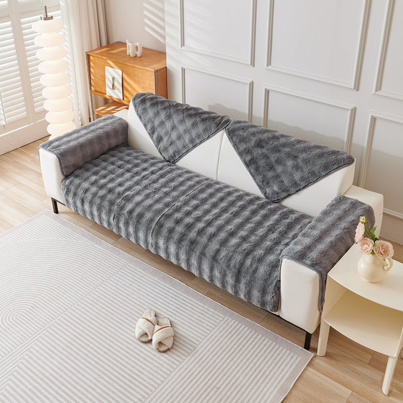 Mercer41 Shaggy Fur Box Cushion Sofa Slipcover & Reviews | Wayfair