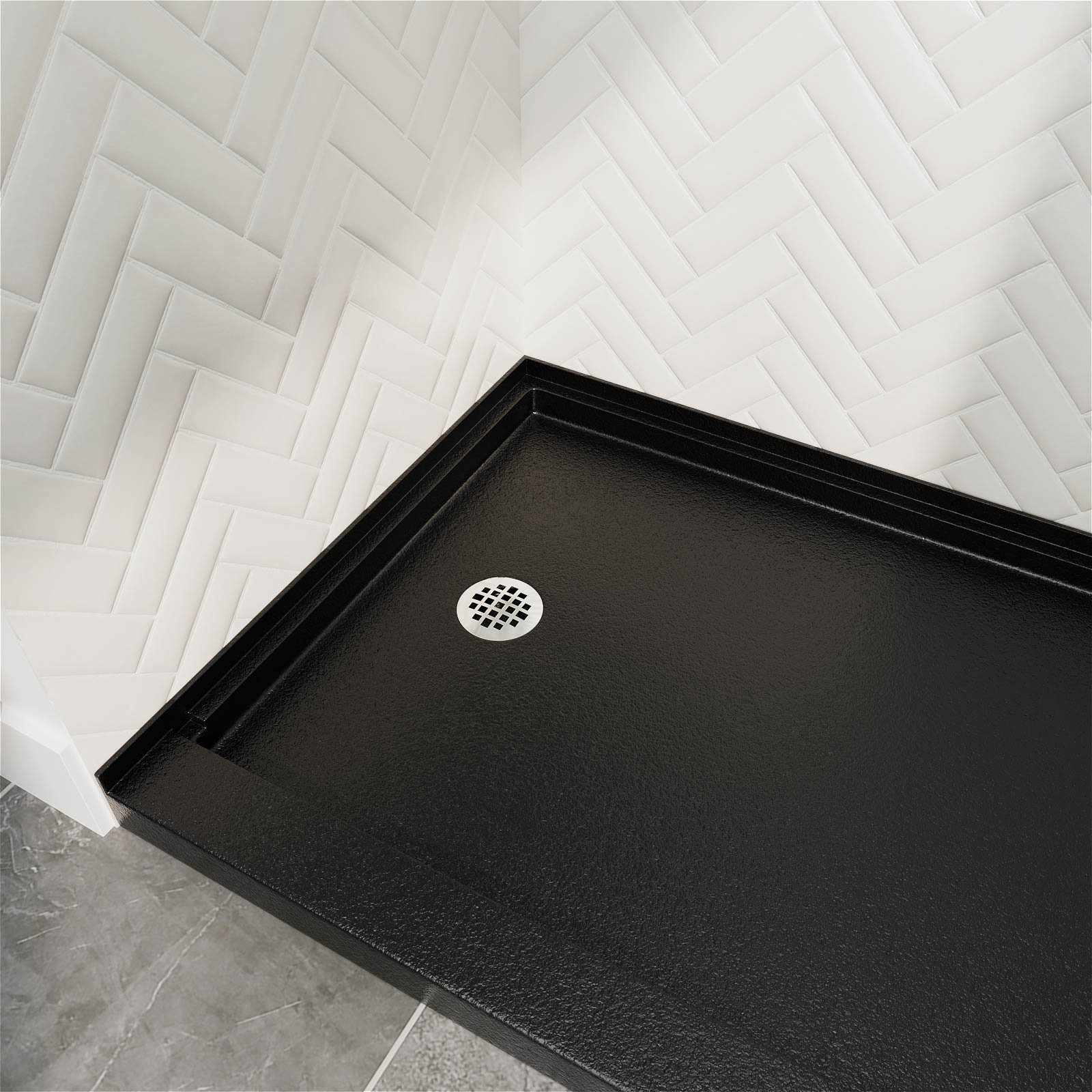 GIVING TREE 60" W X 32" D Solid Surface Shower Base, With Drain ...