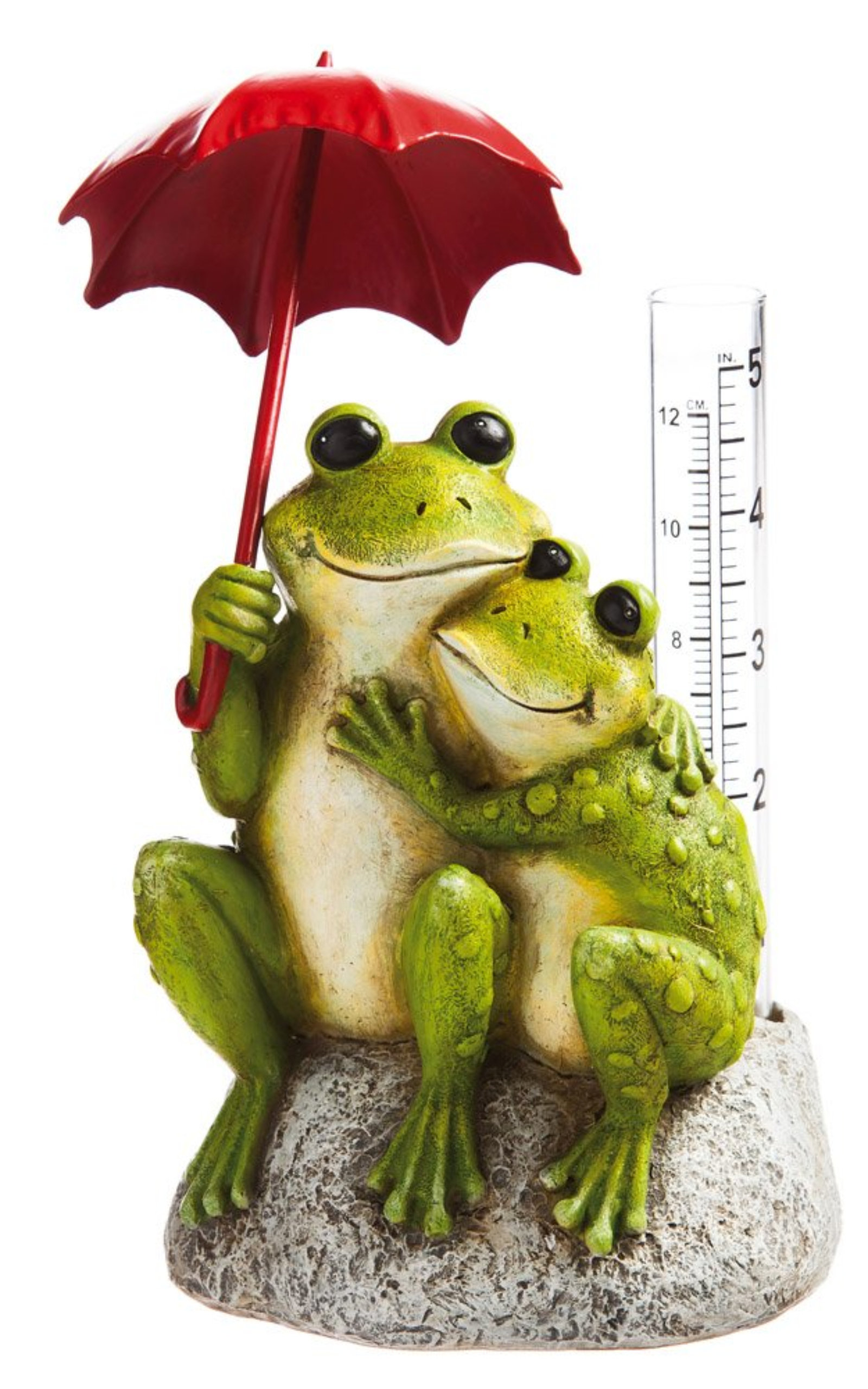 Dakota Fields Frog Lovers Statue with Umbrella Glass Rain Gauge | Wayfair