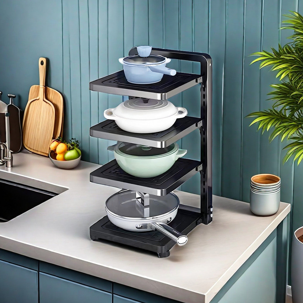 Mint Pantry Adjustable shelves under cabinet pot and pan organizer rack ...