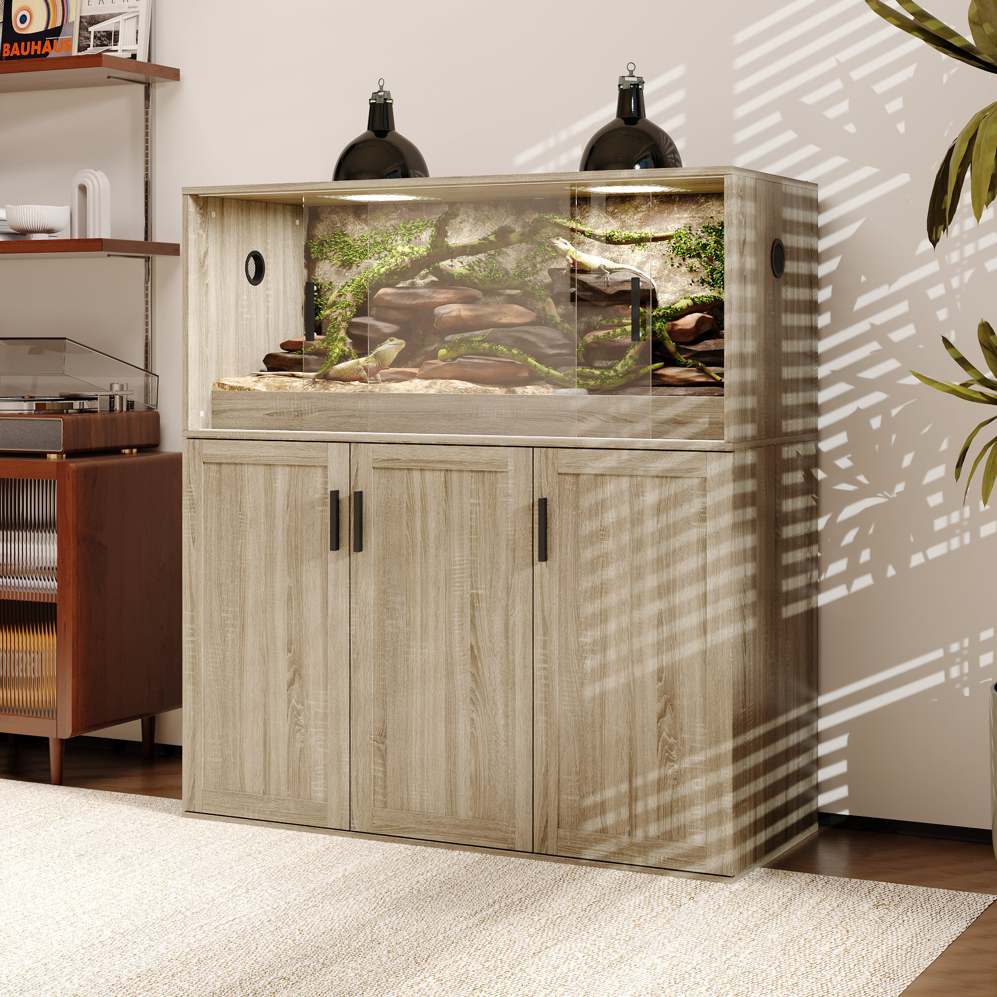 Metaoutdoors Stylish Reptile Terrarium With Tempered Glass Doors & 3 ...