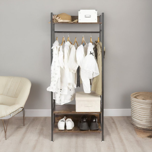 FURNOLD 60cm Industrial Heavy Duty Metal Open Wardrobe With Shelves ...