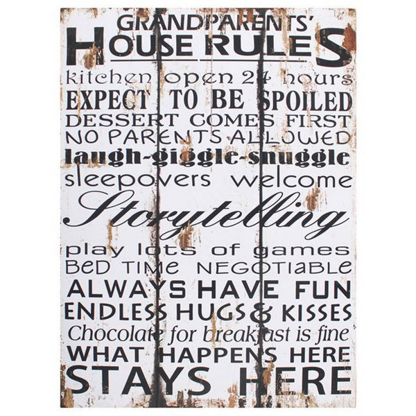 Maturi Grandparents House Rules Wall Sign Wall Décor | Wayfair.co.uk