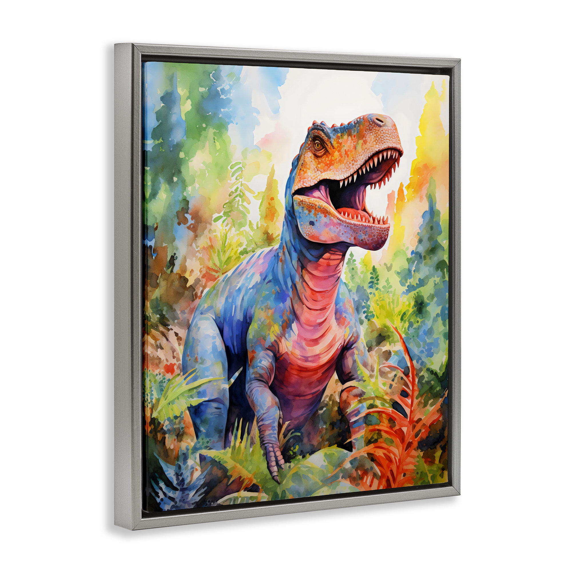 Trinx Colorful T-Rex Dinosaur in Jungle Floating Frame, design by ...