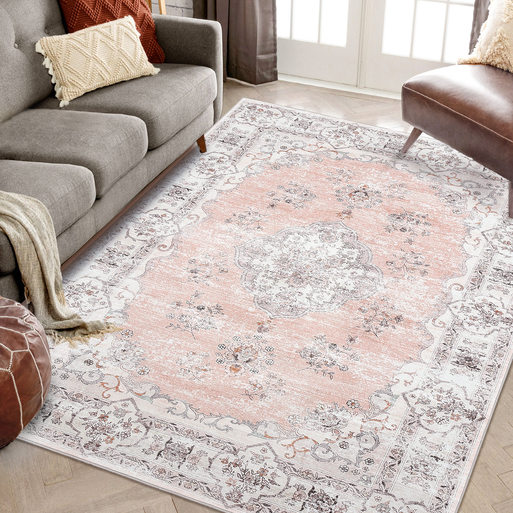 Bungalow Rose Area Rug for Living Room Boho Vintage Rug Non Slip Throw ...