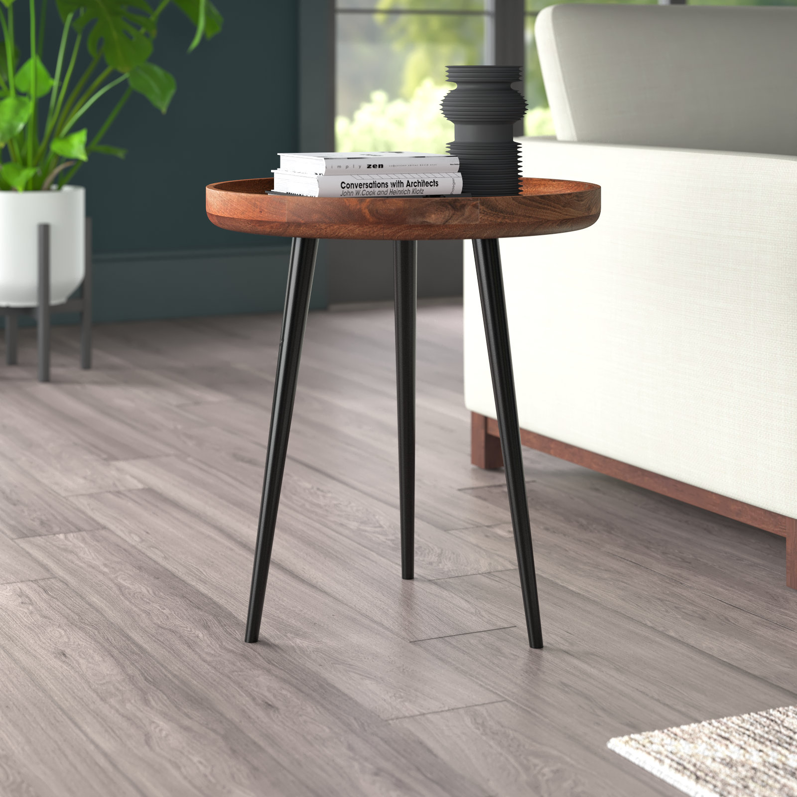 Wade Logan® Behrend Solid Wood Tray Top 3 Legs End Table & Reviews ...
