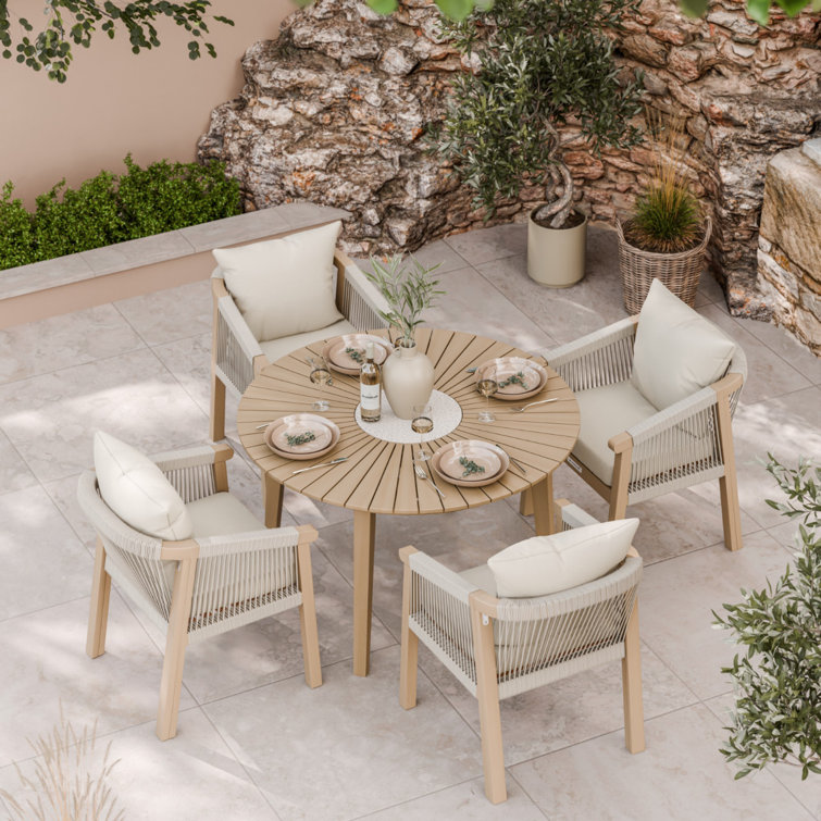 Royal Craft Roma Round 5 - Piece 4 - Person 120cm L Outdoor Table Set ...