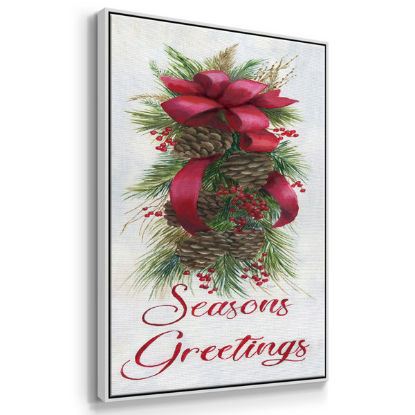 Winston Porter Seasons Greetings Framed On Canvas Print | Wayfair