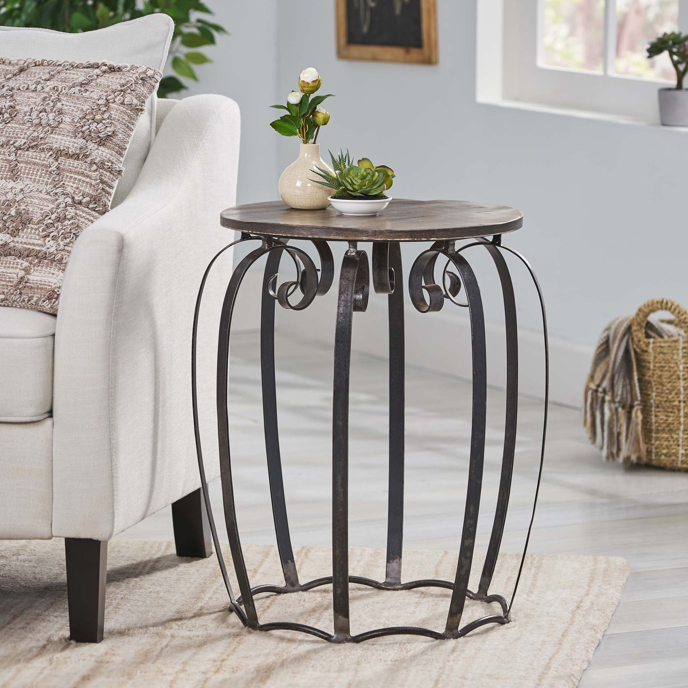 Mercer41 Industrial-Style Side Table With Handcrafted Details And ...