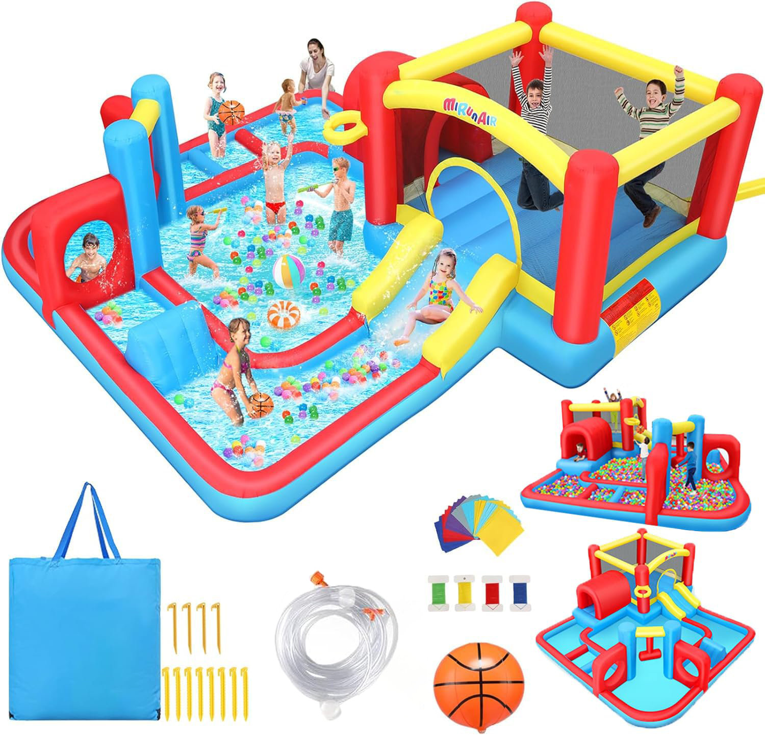 Himimi 14' X 14' Bounce House With Slide, Inflatable Obstacle Course ...