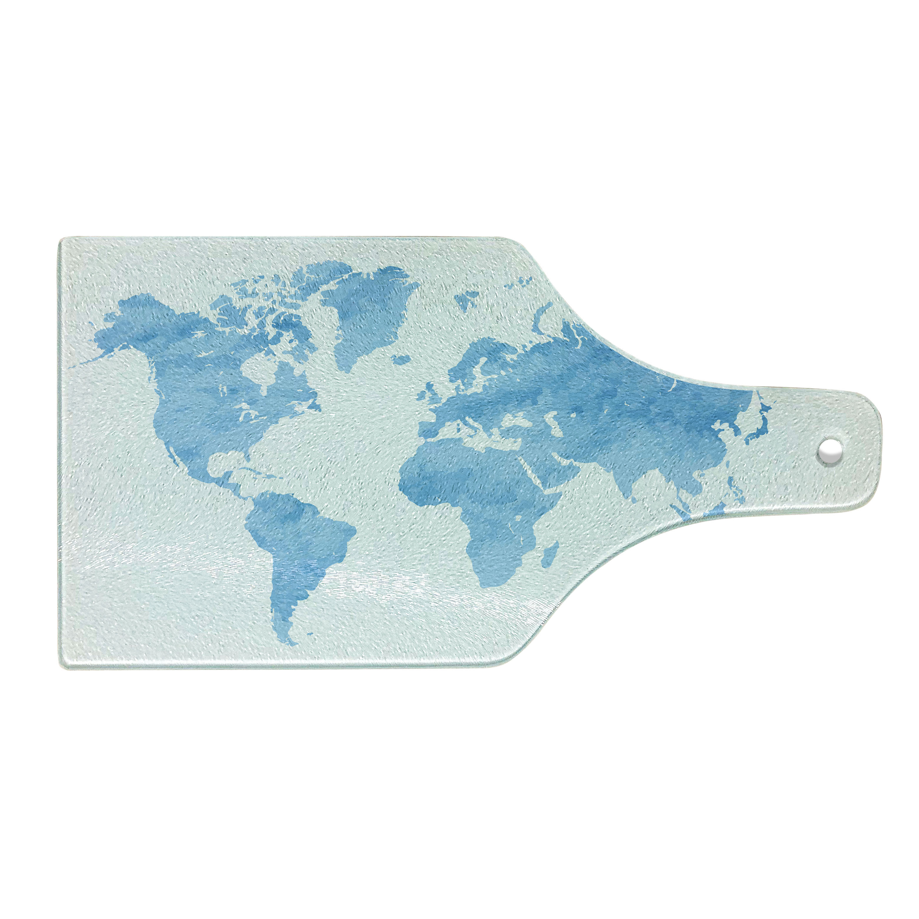 Ambesonne Map Tempered Glass Cutting Board Blue Watercolor World Map ...