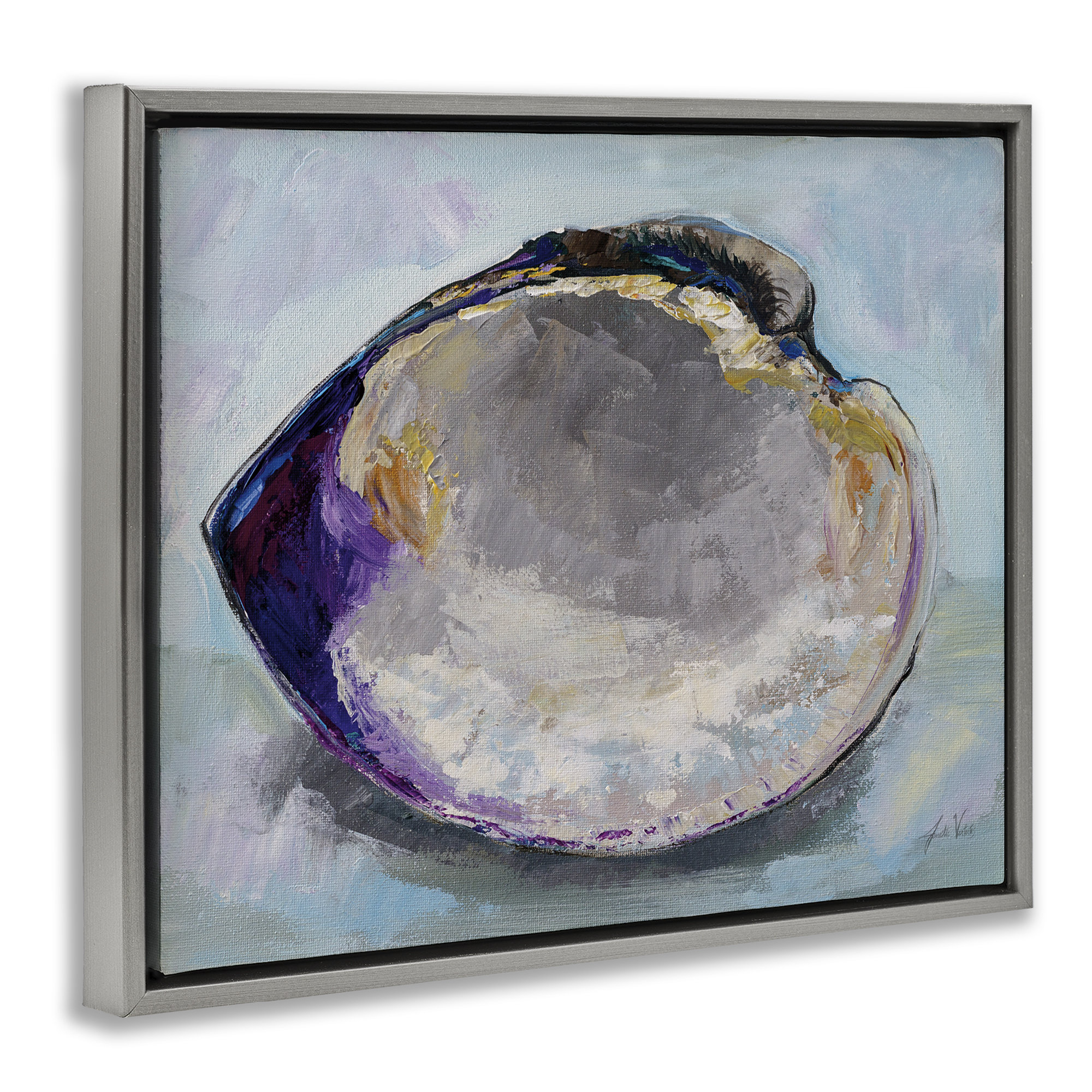 Highland Dunes Baby Clam Shell Framed Floater Canvas Wall Art by ...