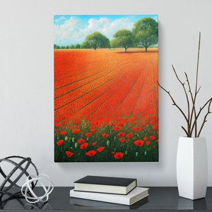 Marlow Home Co. Stathelle Poppy Field in Summer - Wrapped Canvas ...