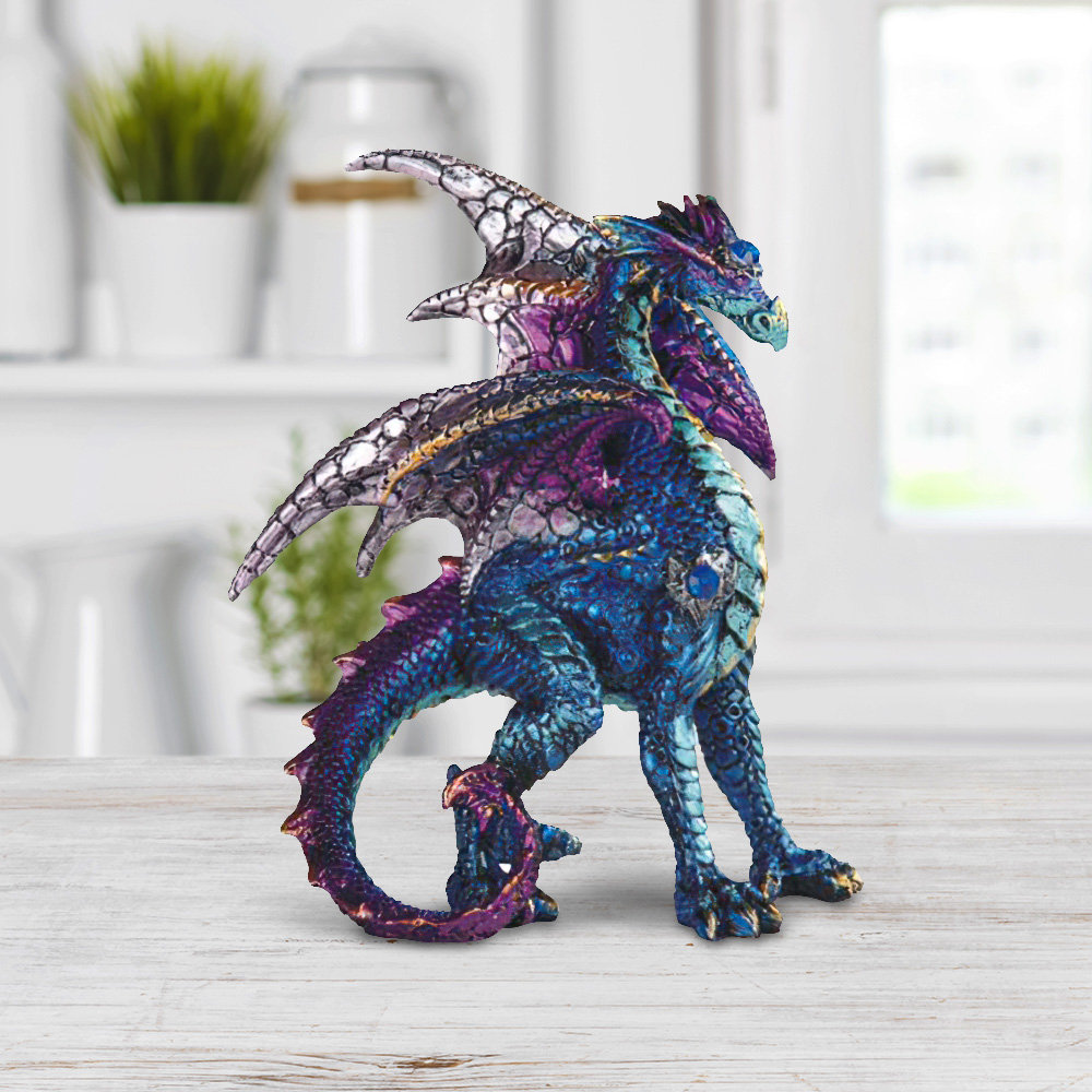 Trinx Jazzanae 5"H Blue and Purple Dragon Figurine Unique Gifts | Wayfair
