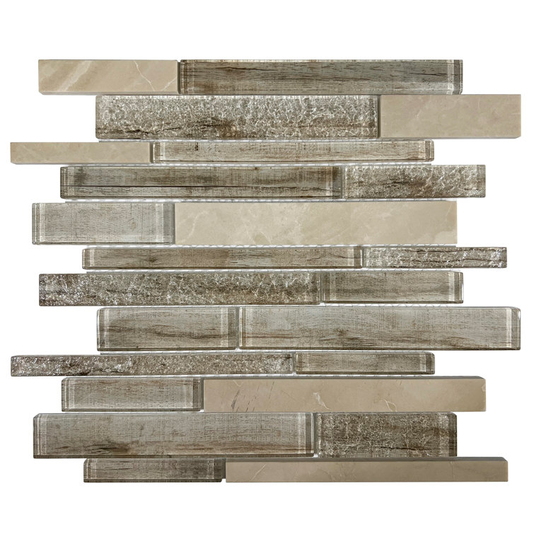 Symple Stuff Clian 12" x 12" Linear Glass Marble Backsplash Tile | Wayfair