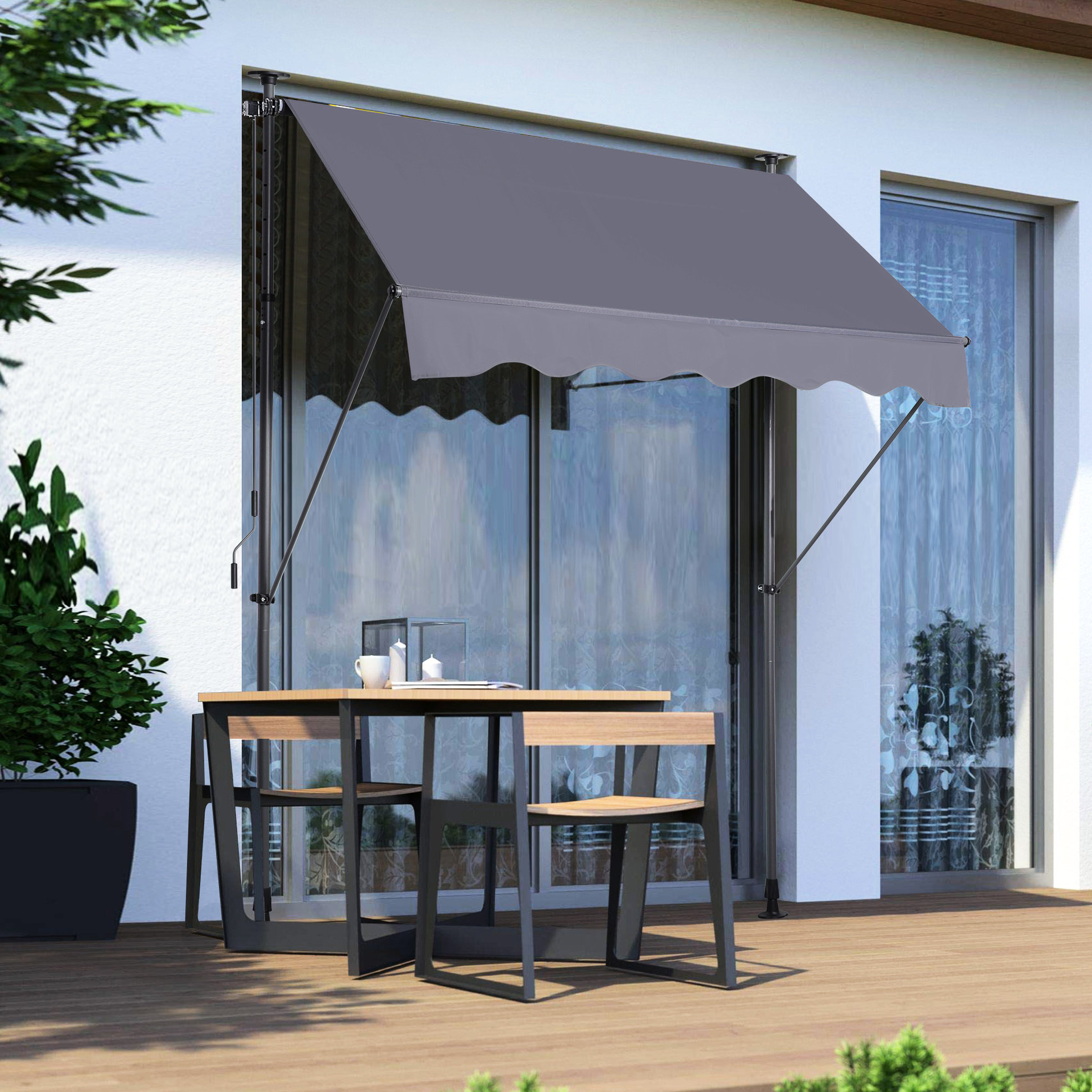 Arlmont & Co. Protected Patio Canopy - 78'' Manual Retractable Awning ...