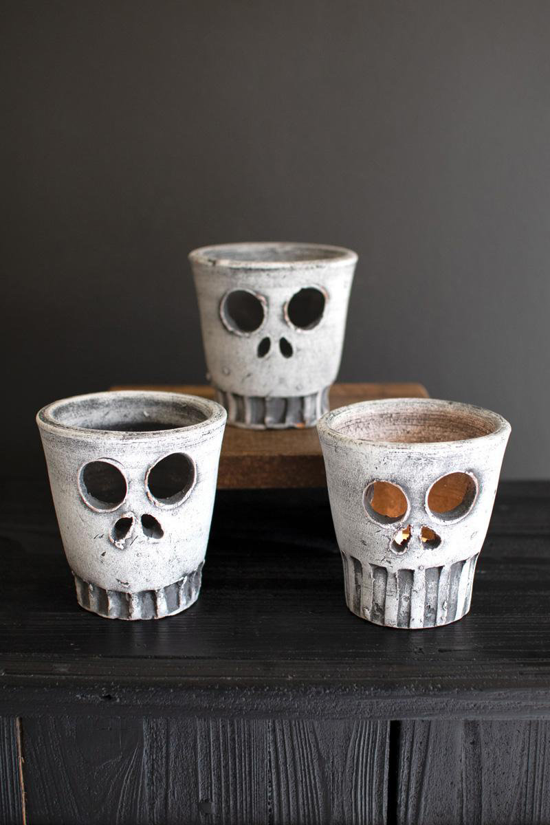 Ophelia & Co. SET OF THREE HALLOWEEN SKULL VASES | Birch Lane