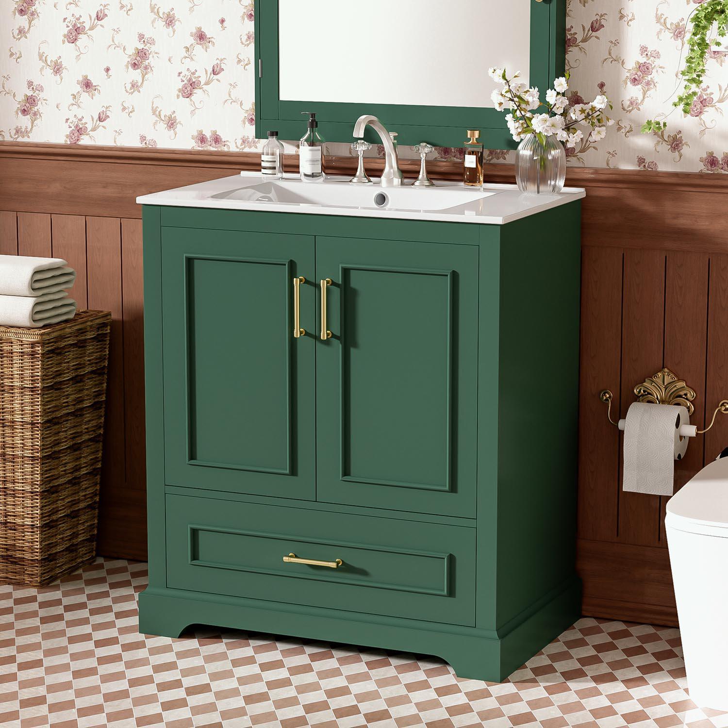 Red Barrel Studio® Bathroom Vanity with Sink, 1 Divider Drawer and 2 ...