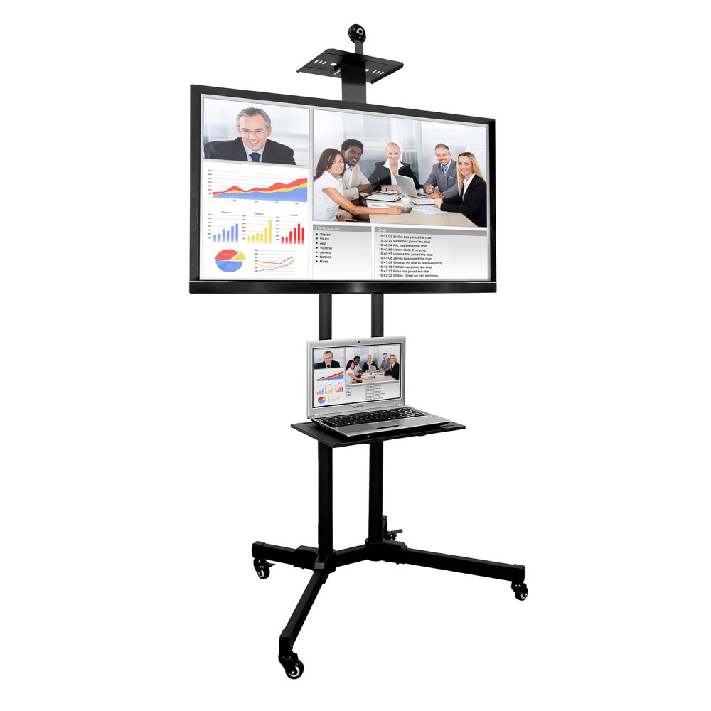 Mount-it Mount-It Height Adjustable Mobile TV Stand w/ Cart, Shelf ...