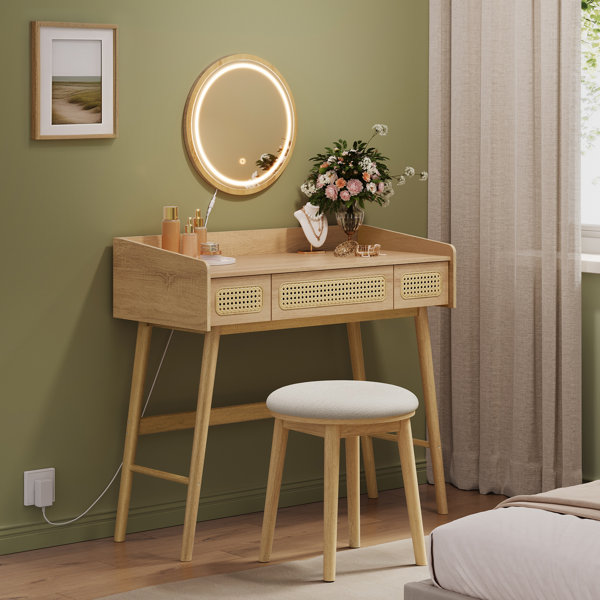 George Oliver Boho Vanity With Stool & Reviews | Wayfair
