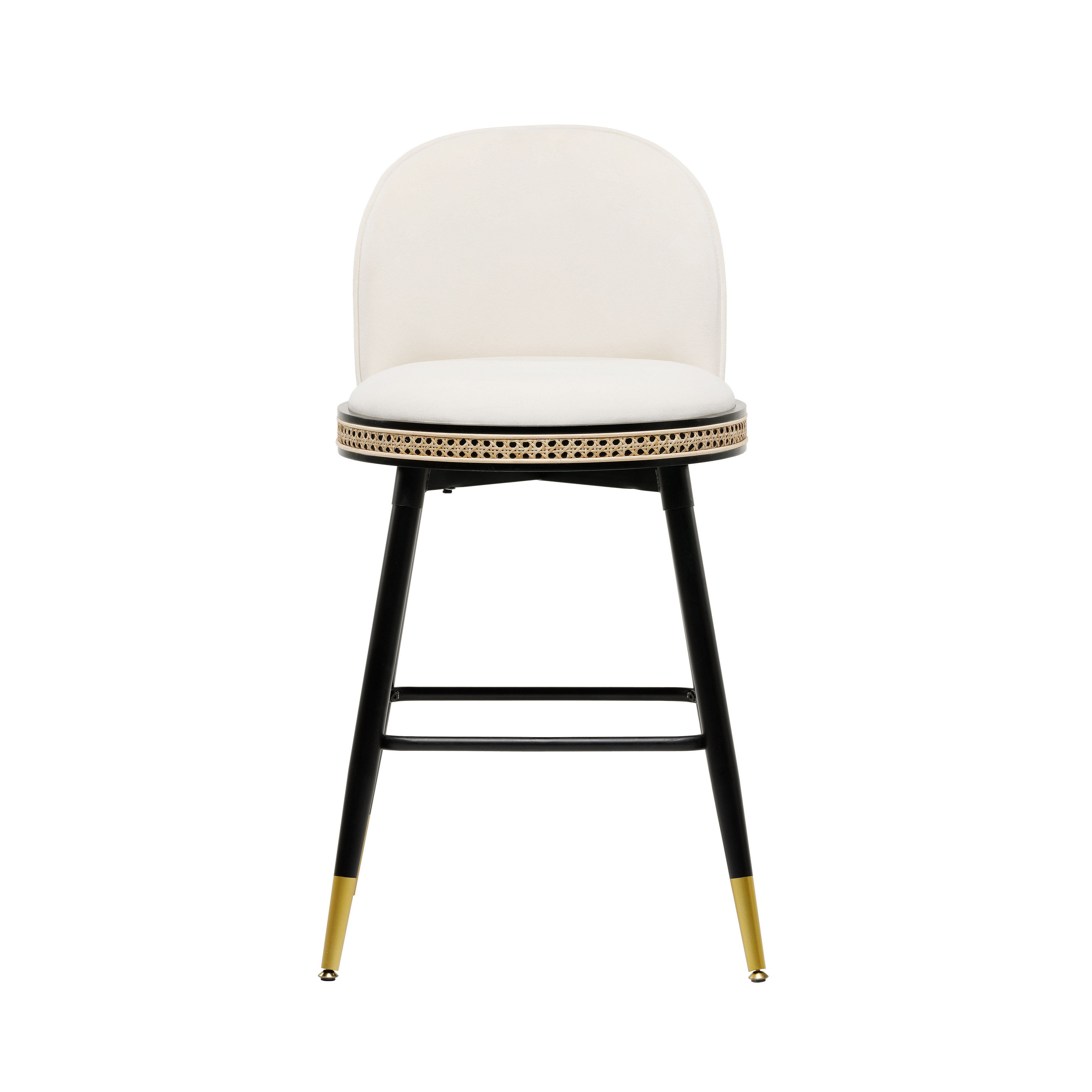 Everly Quinn Harley Cream Velvet Counter Stool | Wayfair