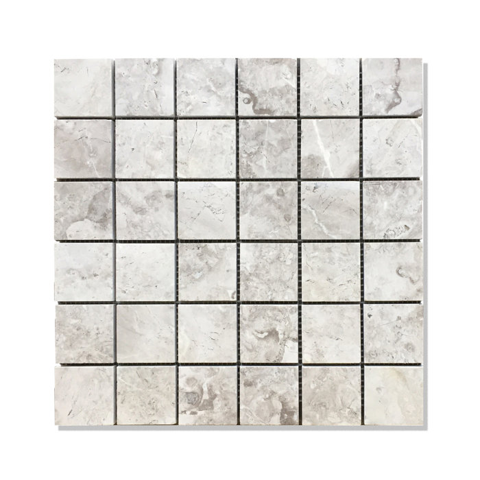 Seven Seas Collection Silver Galaxy 2" x 2" Marble Grid Mosaic Wall ...