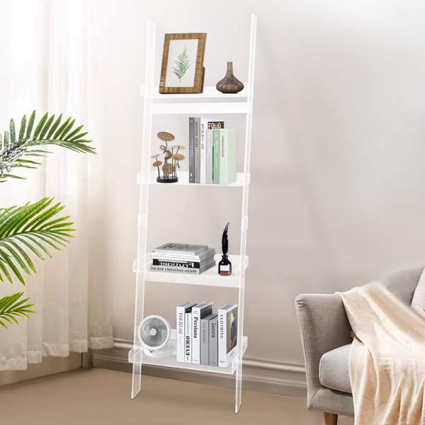 Latitude Run® Ariannah Decorative Clear Acrylic 4-tier Ladder Bookcase ...