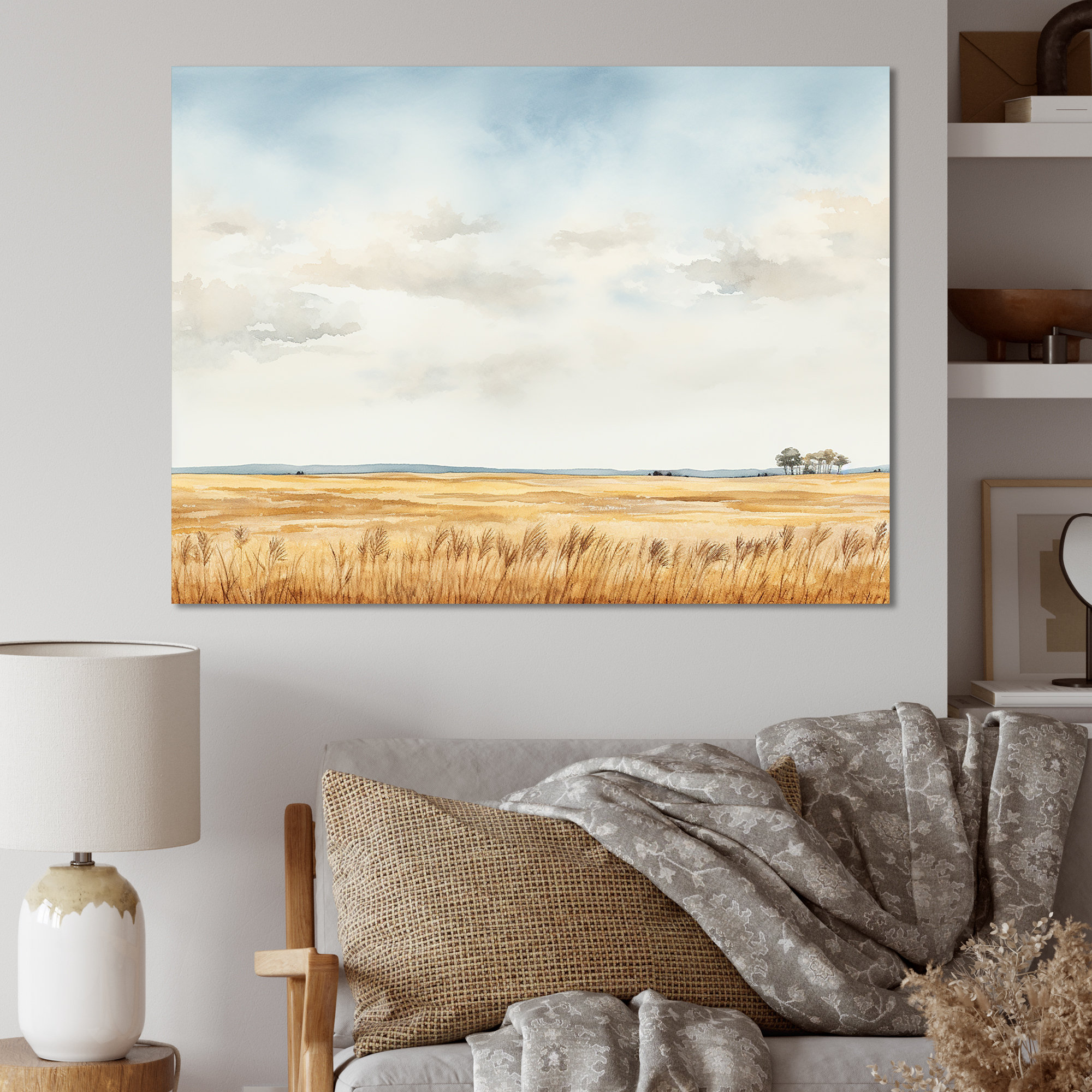 Design Art Prairies Endless Meadows Scenery Minimalism III On Canvas ...