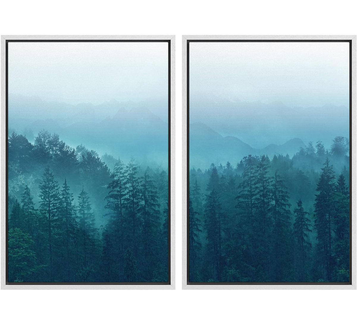 IDEA4WALL Teal Mist & Fog Forest Tree Valley Nature Landscape Print ...